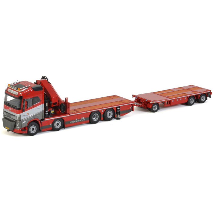 Hardeman; VOLVO FH5 GLOBETROTTER 8X2 TAG AXLE RIGED FLATBED + PALFINGER ...